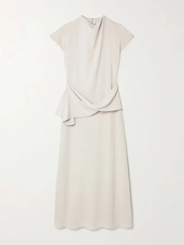 Tove Clem Draped Crepe Maxi Dress - Light Gray