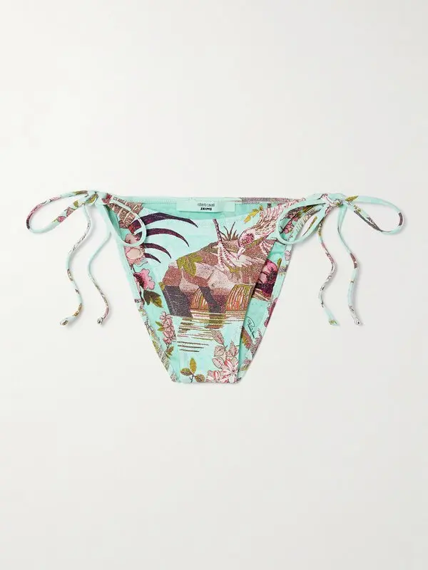 SKIMS Roberto Cavalli Signature Swim Dipped Tie Bikini Bottom - Multi