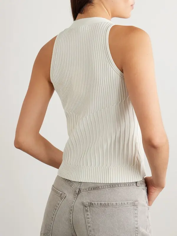 Max Mara Bimba Ribbed Cotton-blend Vest - Neutrals