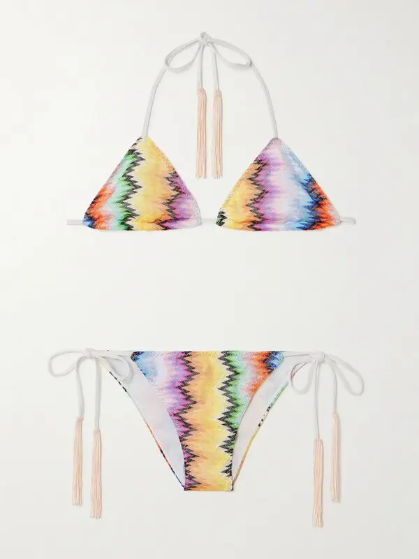 Missoni Fringed Crochet-knit Triangle Bikini - Multi
