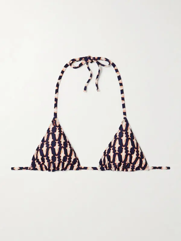 La DoubleJ Printed Triangle Bikini Top - Blue