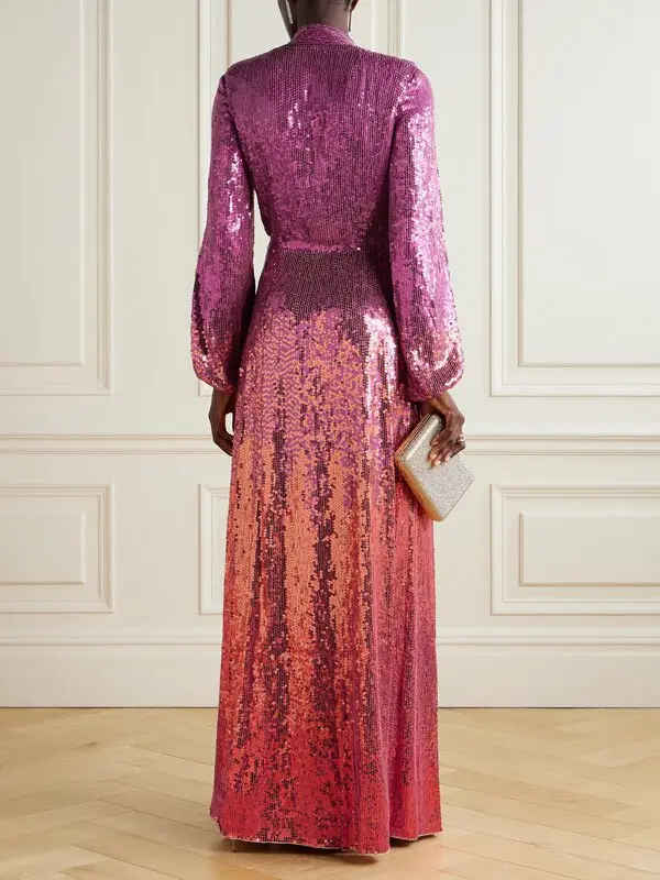 Jenny Packham Sequined Jersey Wrap Gown