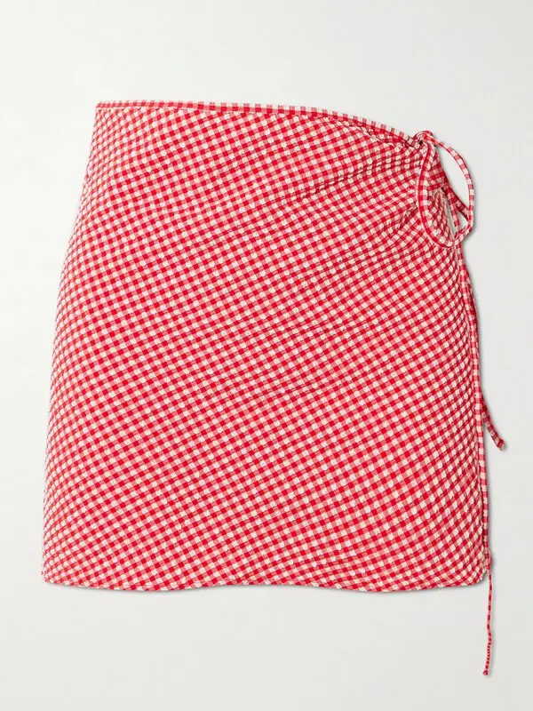 Hunza G Gingham Seersucker Pareo - Red