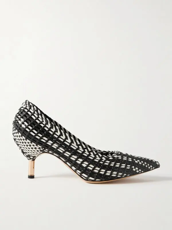 Gabriela Hearst Andres Two-tone Woven Leather Pumps - Black