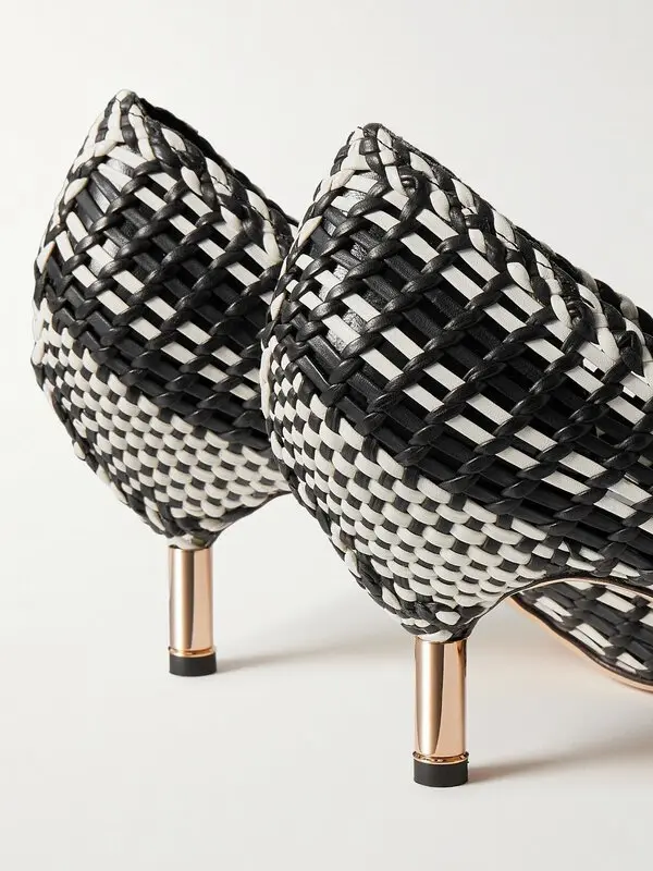 Gabriela Hearst Andres Two-tone Woven Leather Pumps - Black