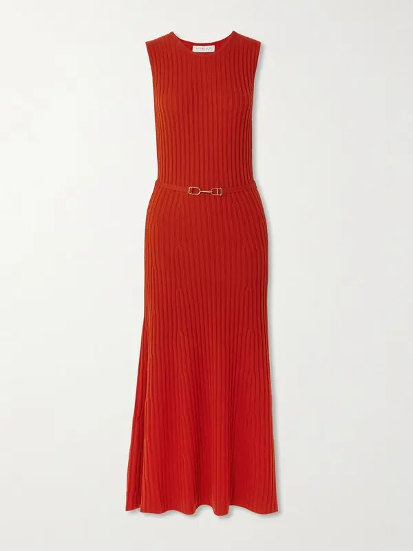 fitted lace wedding dress Seymore Knit Midi Dress in Red Topaz Merino Wool Cashmere – Gabriela Hearst main image 1