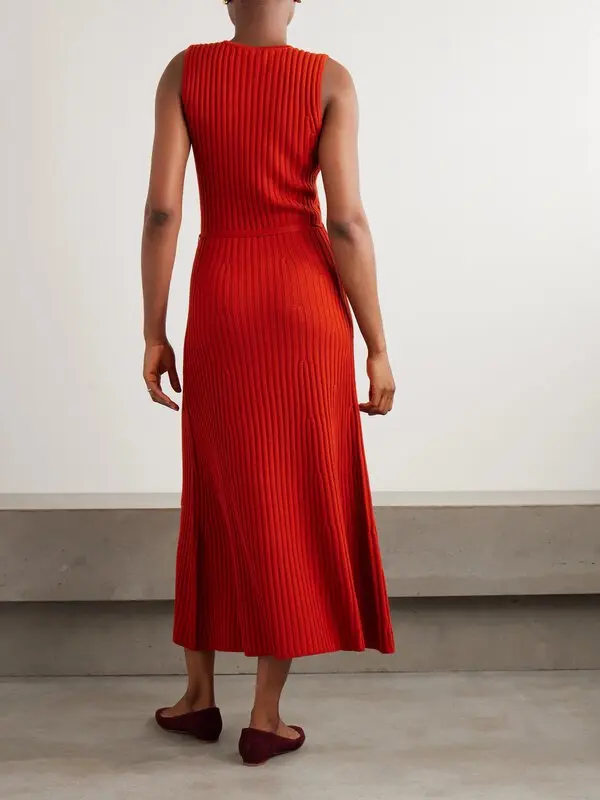 green emerald velvet dress Gabriela Hearst Meier Knit Midi Dress