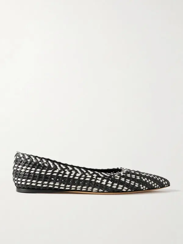 Gabriela Hearst Aurora Two-tone Woven Leather Ballet Flats - Black