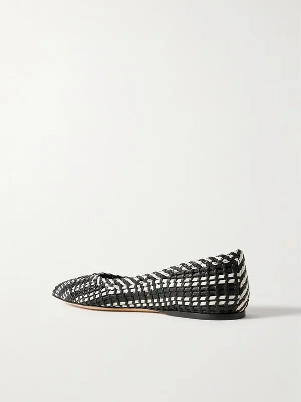 Gabriela Hearst Aurora Two-tone Woven Leather Ballet Flats - Black