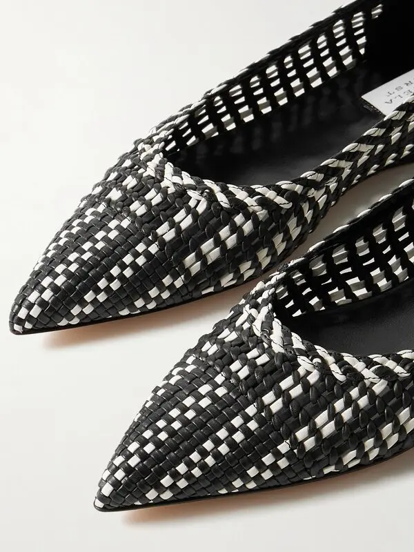 Gabriela Hearst Aurora Two-tone Woven Leather Ballet Flats - Black