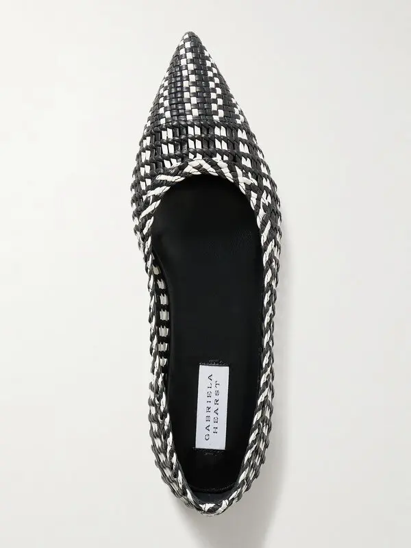 Gabriela Hearst Aurora Two-tone Woven Leather Ballet Flats - Black