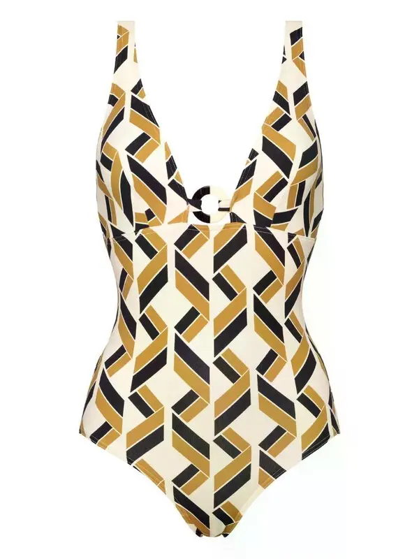 ERES Geometric Print V-neck One-piece Swimsuit - Multicolour