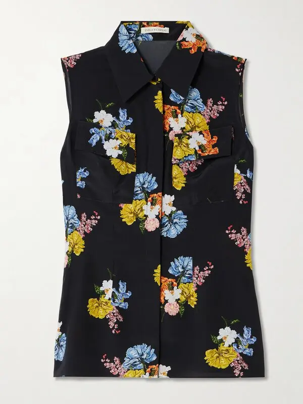 EMILIA WICKSTEAD Navanne Floral-print Blouse - Black