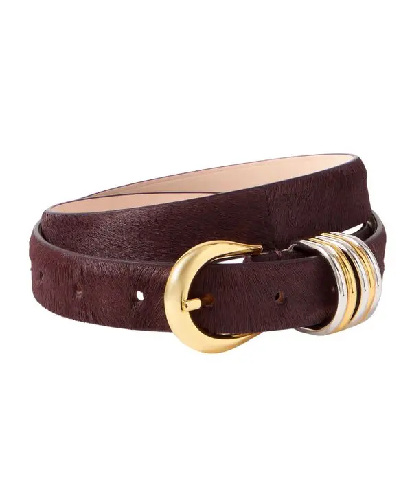 DEHANCHE Hollyhock Embellished Calf Hair Belt - Brown