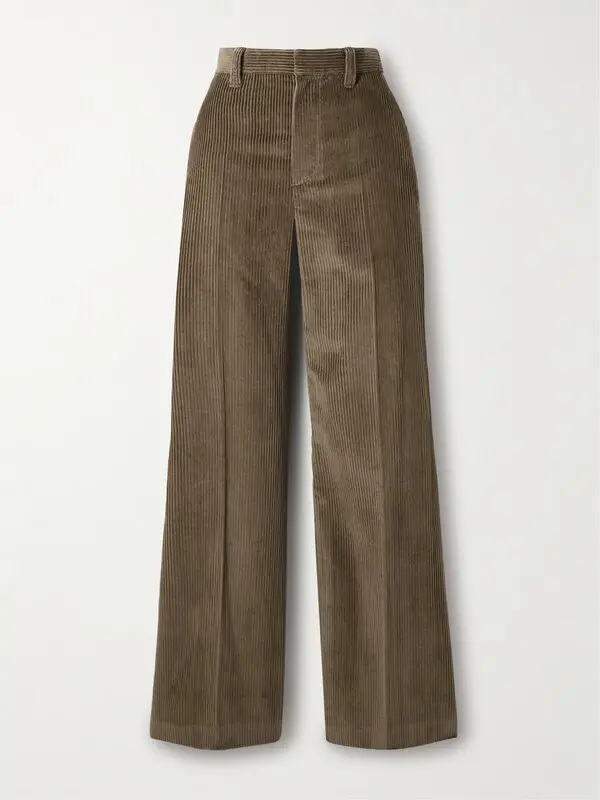 Brunello Cucinelli Cotton-corduroy Wide-leg Pants - Brown