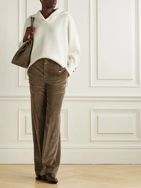 Brunello Cucinelli Cotton-corduroy Wide-leg Pants - Brown
