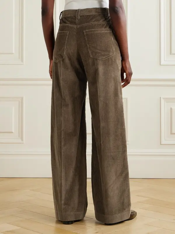 Brunello Cucinelli Cotton-corduroy Wide-leg Pants - Brown