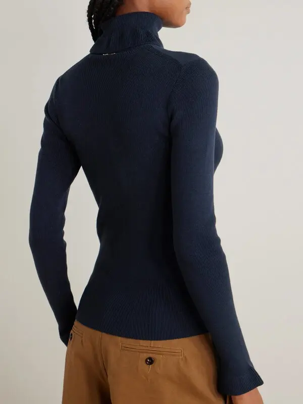 Chloé Logo Detailed Ribbed Turtleneck Sweater