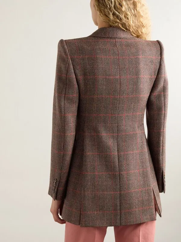 Chloé Checked Wool Blazer - Brown
