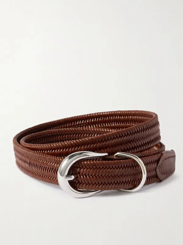 DEHANCHE Hollyhock Braided Leather Belt - Brown