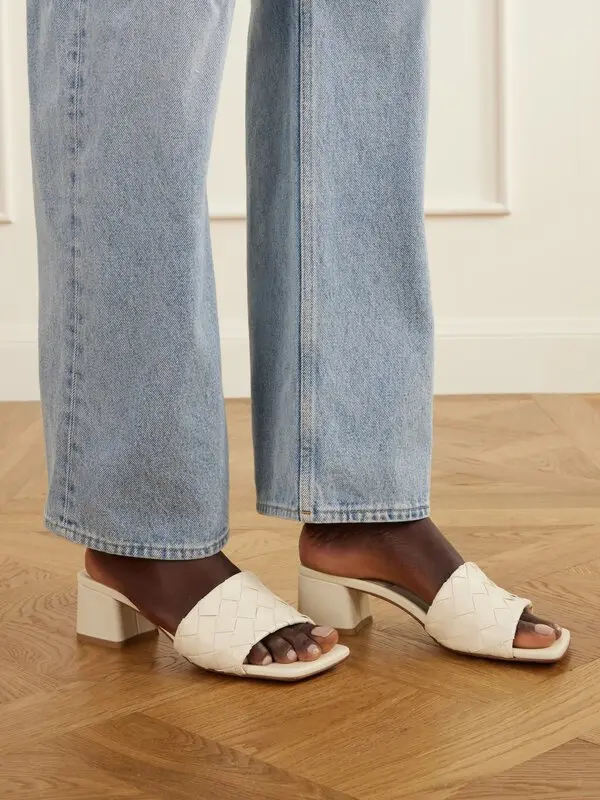 Bottega Veneta Riva Intrecciato Leather Mules - Neutrals