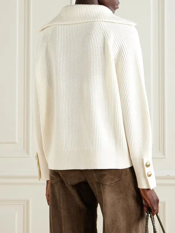 Brunello Cucinelli Ribbed Wool, Cashmere, And Silk-blend Sweater