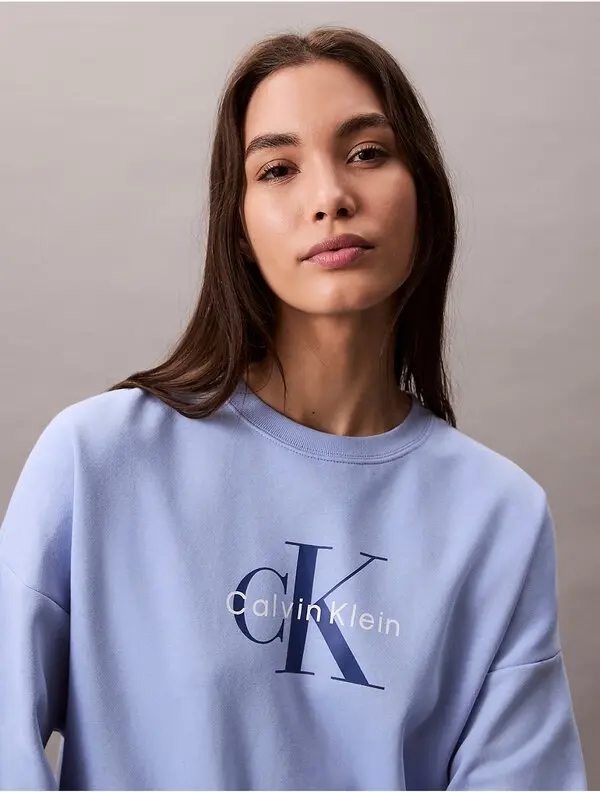 Calvin Klein Monologo Fleece Relaxed Sweatshirt - Moderate Blue