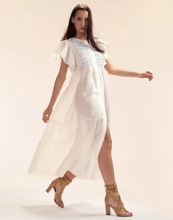 Cynthia Rowley Mallorca Ramie Kaftan - White