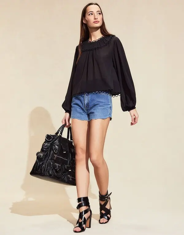 Cynthia Rowley Annabelle Long Sleeve Blouse - Black