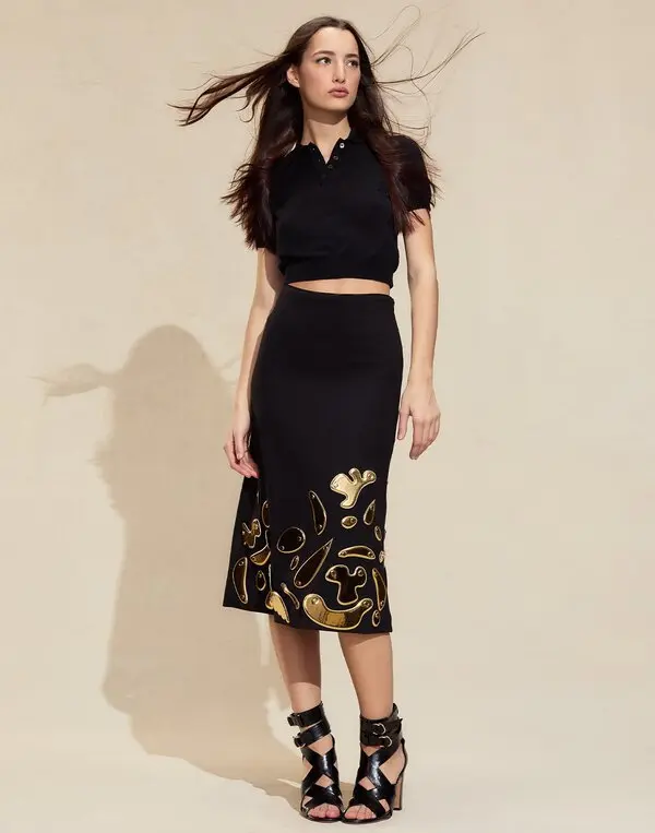 Cynthia Rowley Calypso Midi Skirt - Black