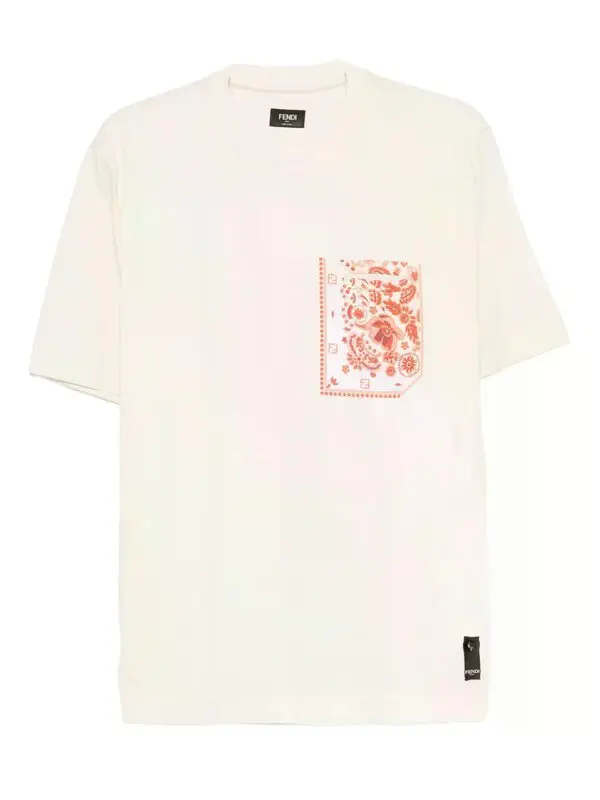 Fendi Floral-print T-shirt - Neutrals