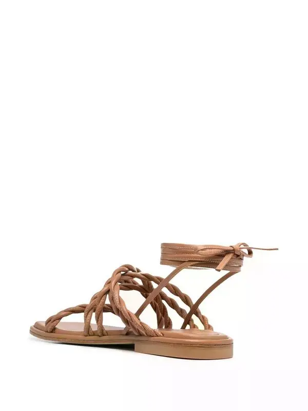 STUART WEITZMAN Braided Strap Leather Sandals - Brown