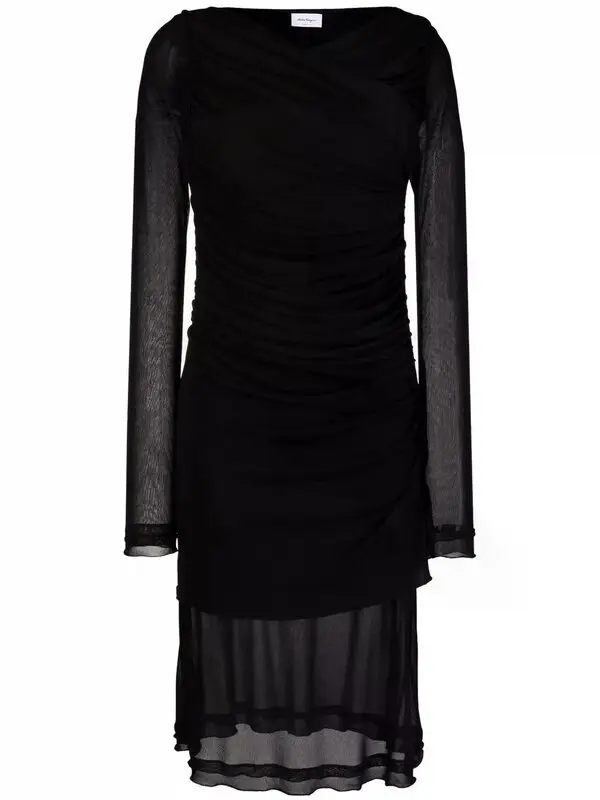 FERRAGAMO Sheer-panel Draped Midi Dress