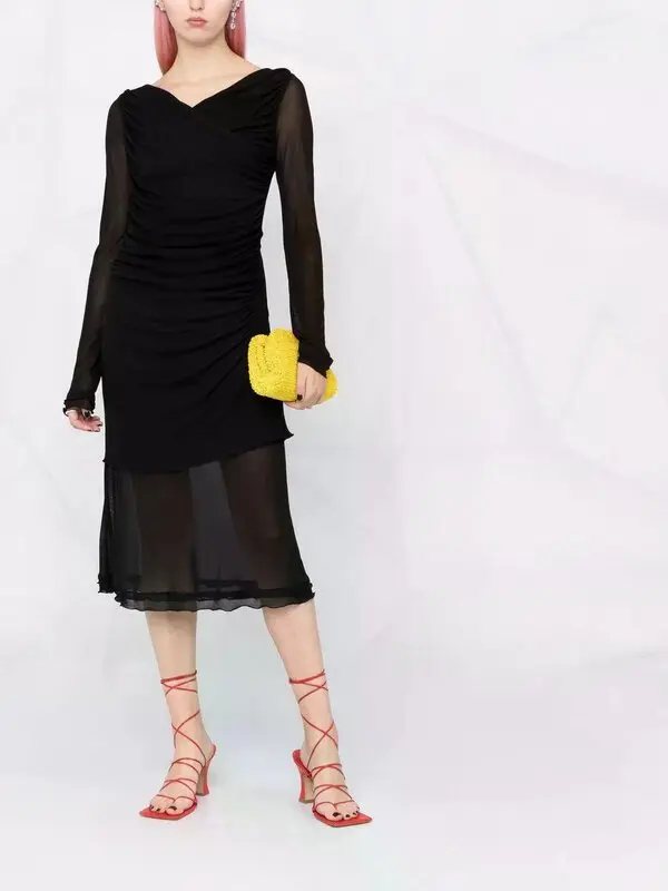 FERRAGAMO Sheer-panel Draped Midi Dress