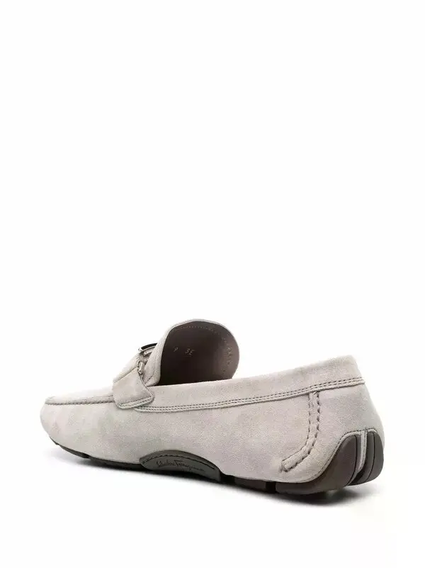 FERRAGAMO Peter Logo-plaque Loafers - Grey
