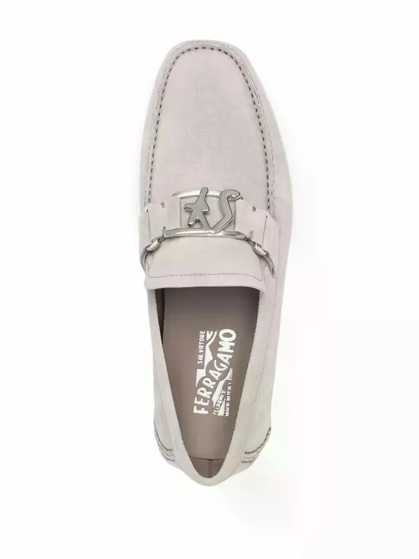 FERRAGAMO Peter Logo-plaque Loafers - Grey