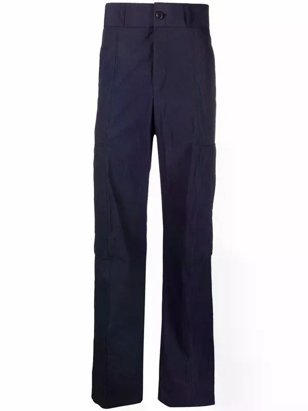 FERRAGAMO Navy Seersucker Trousers