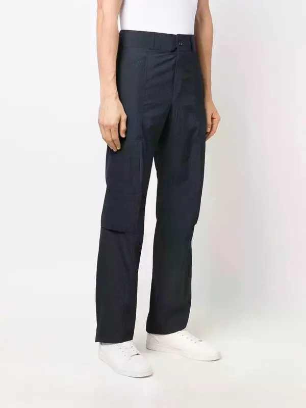 FERRAGAMO Navy Seersucker Trousers