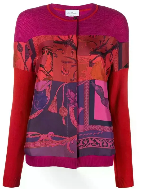 FERRAGAMO Heritage-print Panelled Cardigan