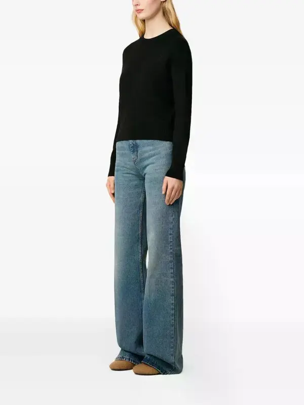 AMI Paris Wool Crewneck Sweater With Embroidered De Coeur - Black