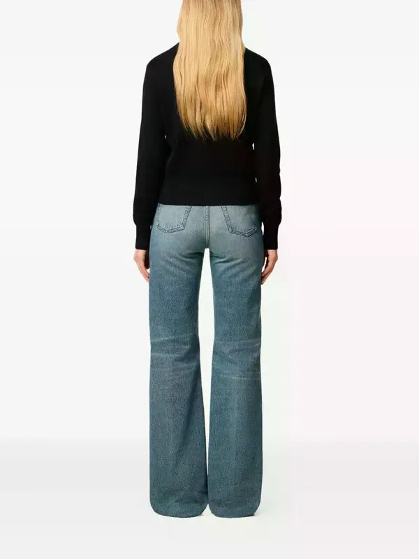 AMI Paris Wool Crewneck Sweater With Embroidered De Coeur - Black