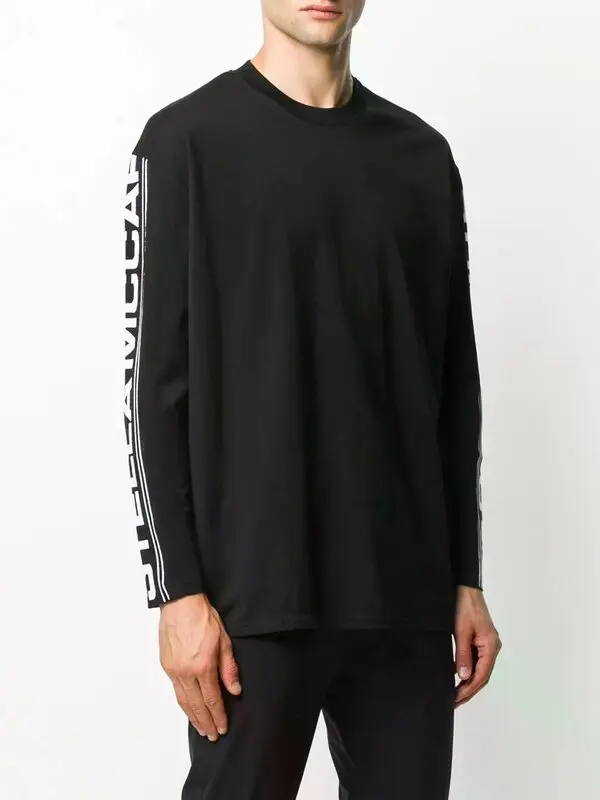 Stella McCartney Logo Sleeve Round Neck Top - Black