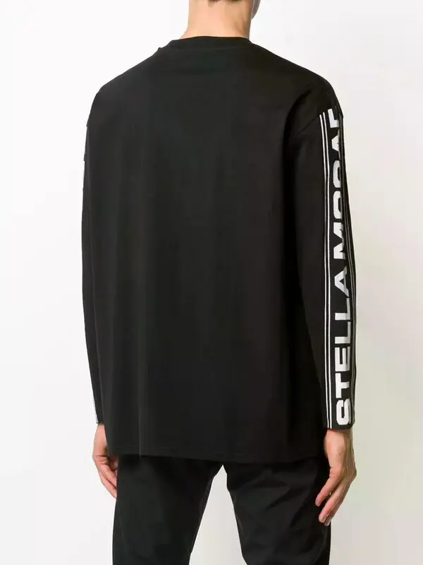 Stella McCartney Logo Sleeve Round Neck Top - Black