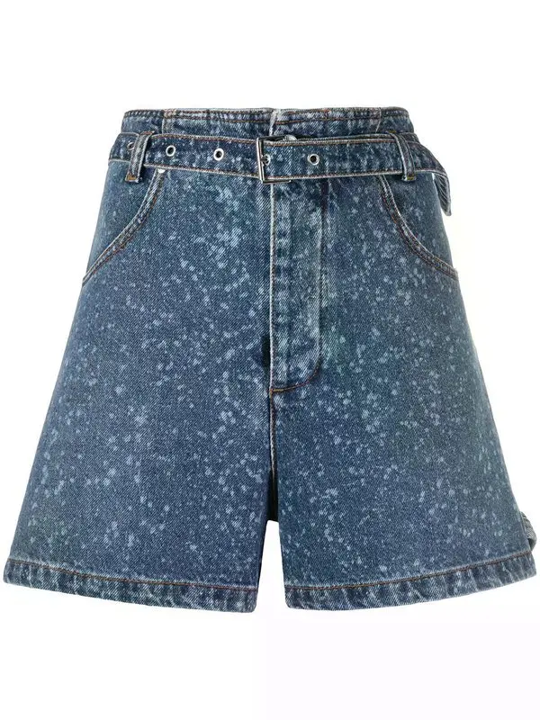 MSGM Paint-splatter Print Denim Shorts