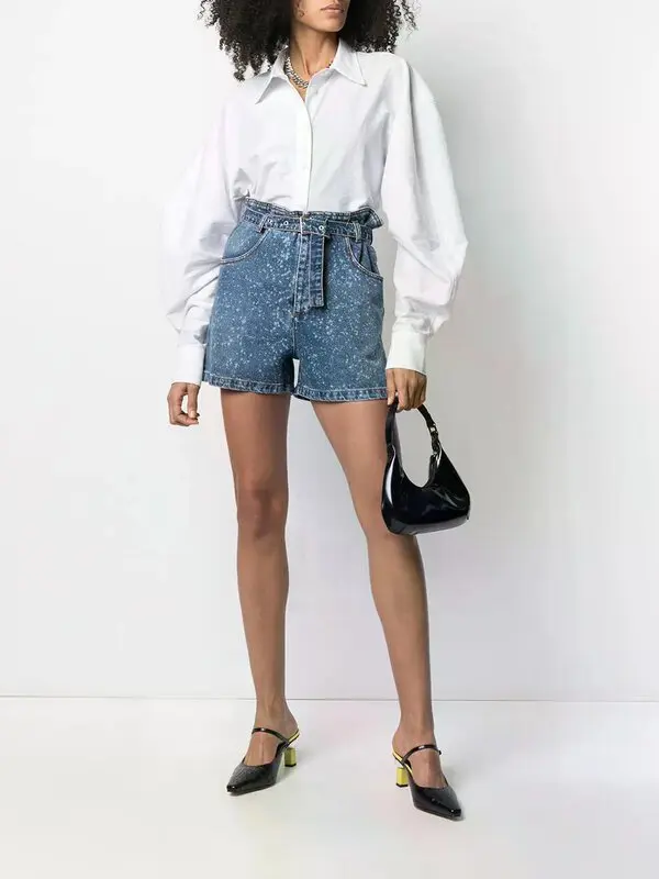 MSGM Paint-splatter Print Denim Shorts