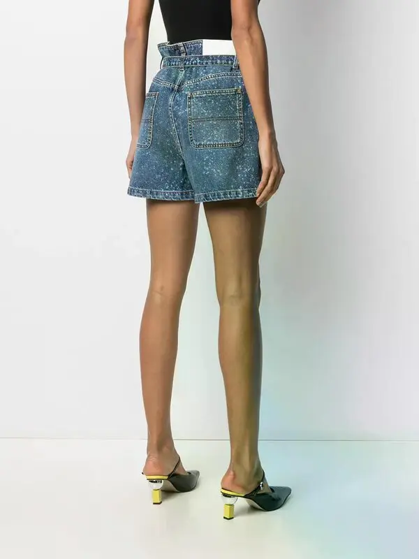 MSGM Paint-splatter Print Denim Shorts