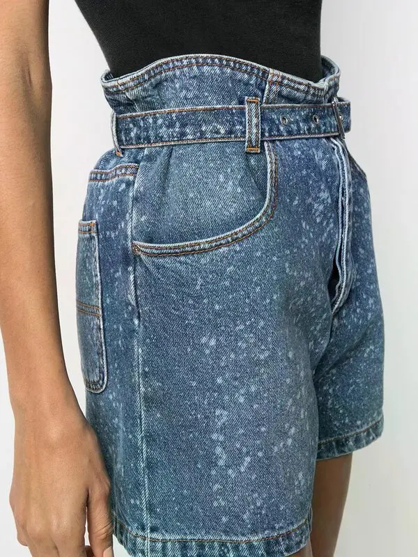 MSGM Paint-splatter Print Denim Shorts