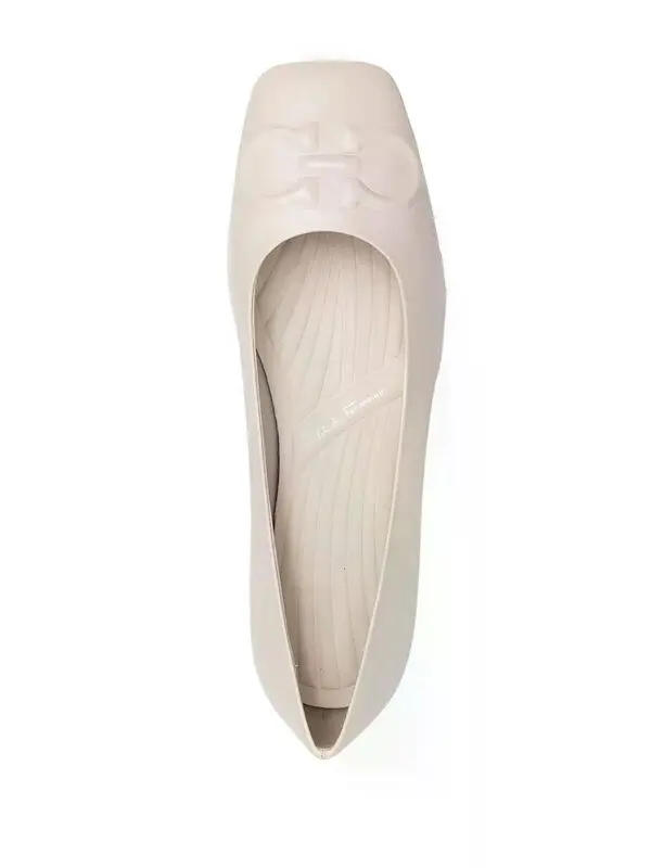 FERRAGAMO Gancini Embossed Ballerina Shoes - White