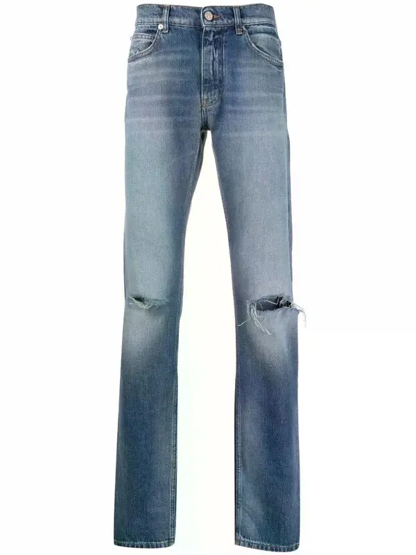 Versace Distressed-effect Straight-leg Jeans