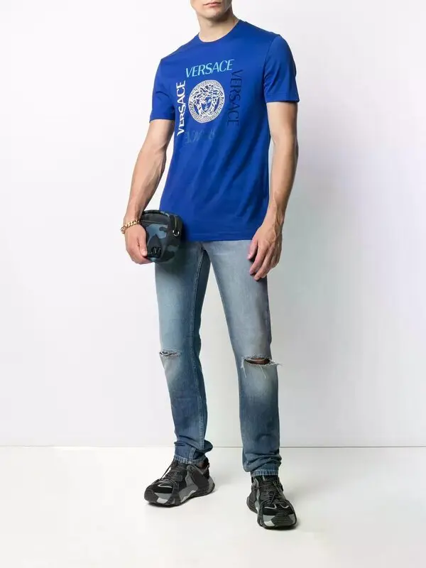 Versace Distressed-effect Straight-leg Jeans